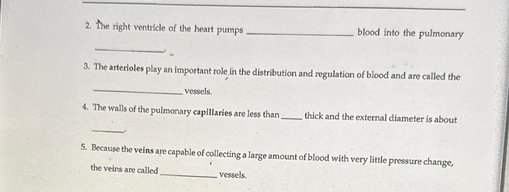 Solved The right ventricle of the heart pumps blood into the | Chegg.com
