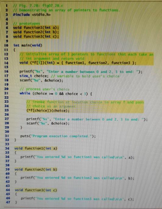 Solved Array of Function Pointer Exercises 7.30 (Calculating | Chegg.com