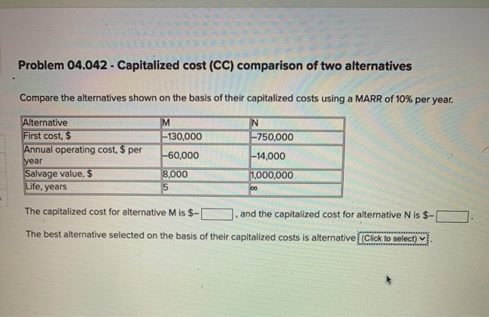 Solved Problem 04.042 - Capitalized cost (CC) comparison of | Chegg.com
