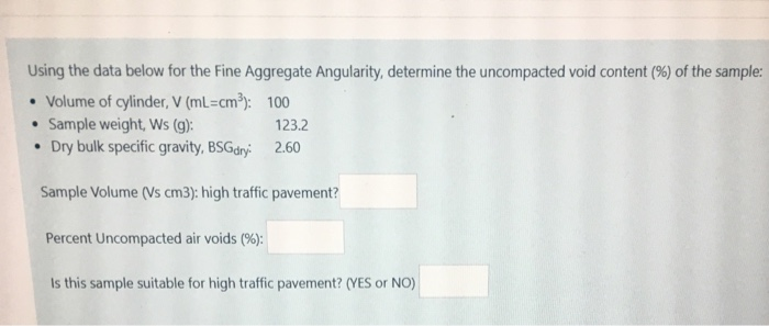 Solved Using the data below for the Fine Aggregate | Chegg.com
