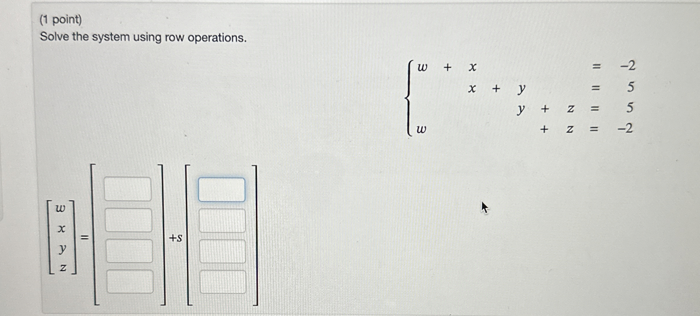 (1 ﻿point)Solve the system using row | Chegg.com