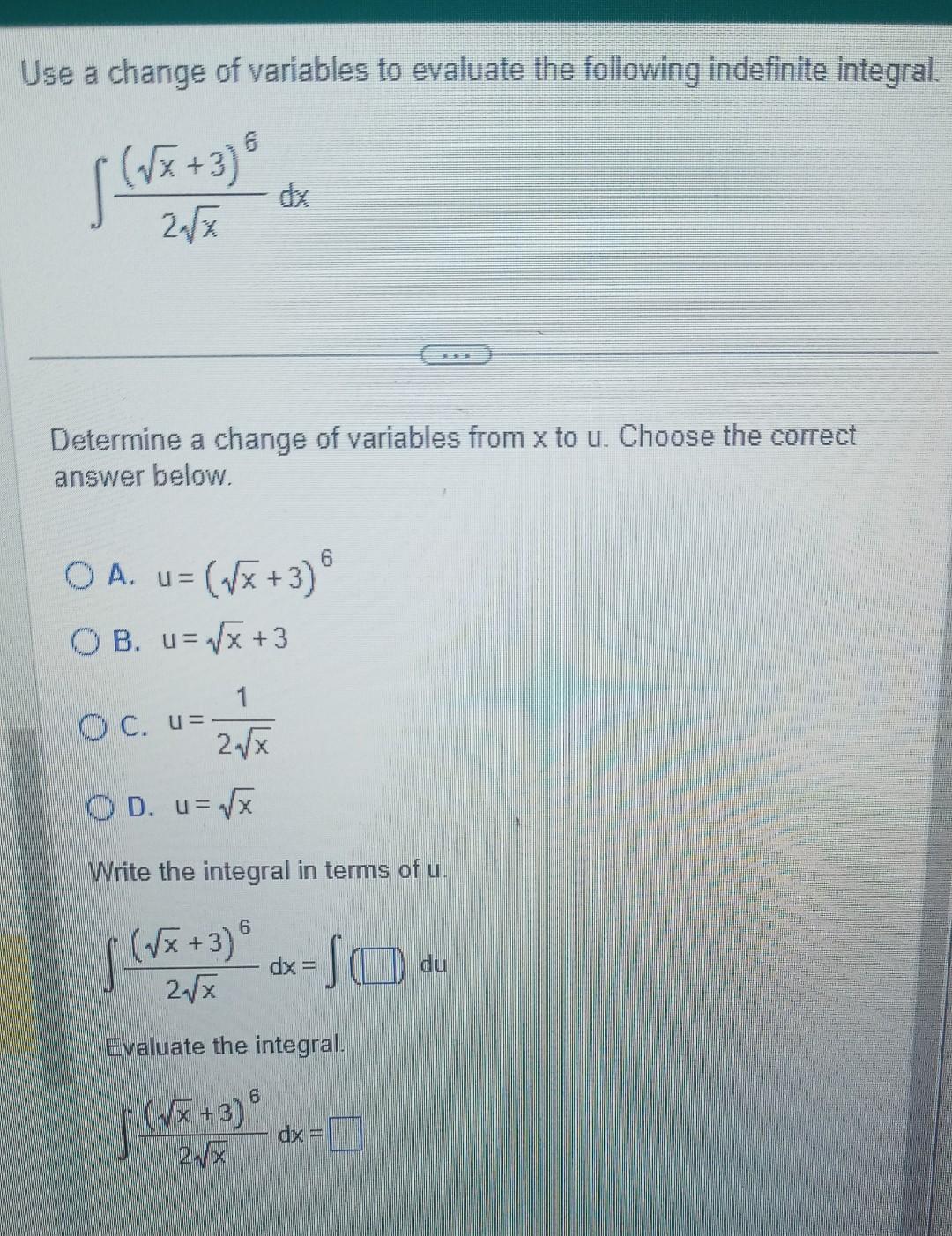 Solved Use a change of variables to evaluate the following | Chegg.com
