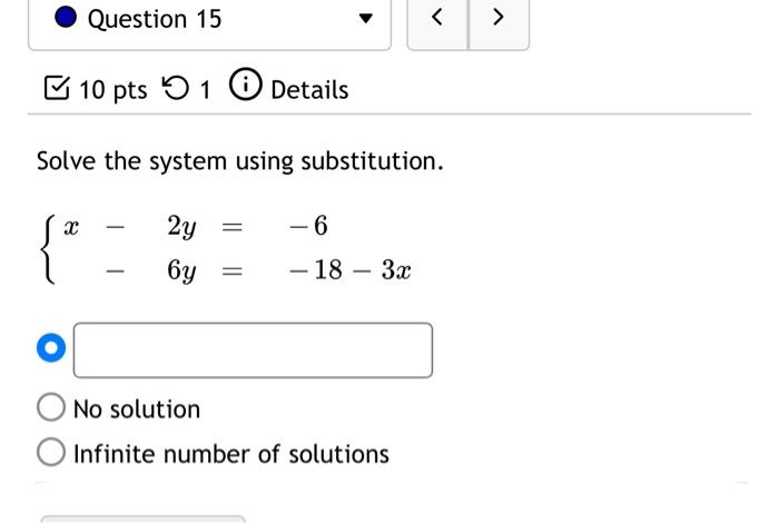 Solved Solve the system using substitution. No solution | Chegg.com