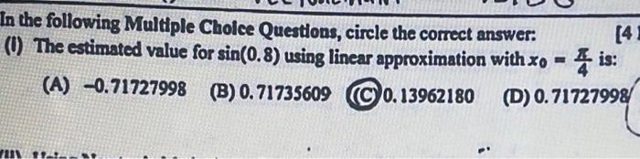 Solved In the following Multiple Cholce Questlons, circle | Chegg.com