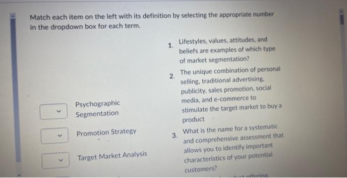 Solved Match each item on the left with its definition by | Chegg.com