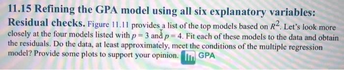 11.16 Refining the GPA model using all six | Chegg.com