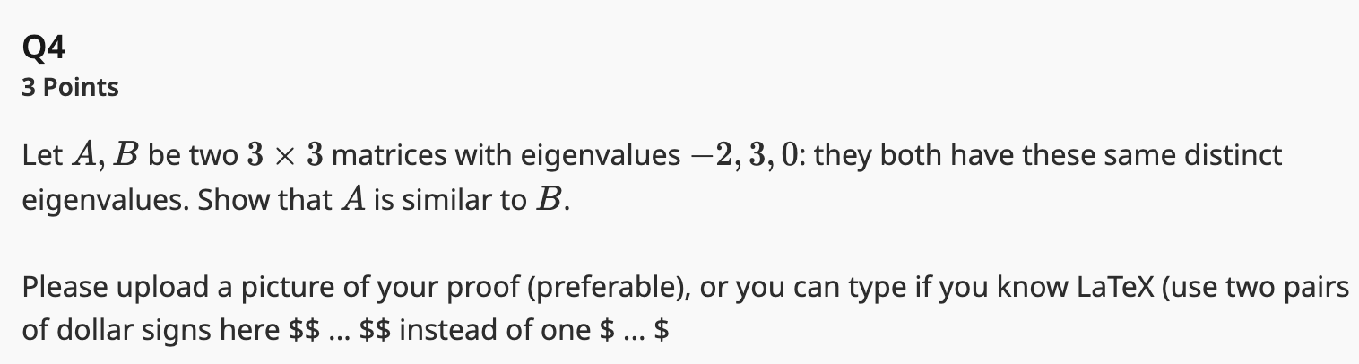 Solved Q4 3 ﻿Points Let A,B ﻿be two 3×3 ﻿matrices with | Chegg.com