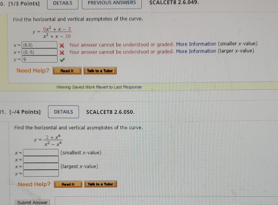 Solved 0. [1/3 points) DETAILS PREVIOUS ANSWERS SCALCET8 | Chegg.com