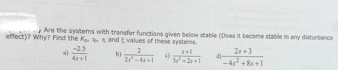 Solved Are the systems with transfer functions given below | Chegg.com
