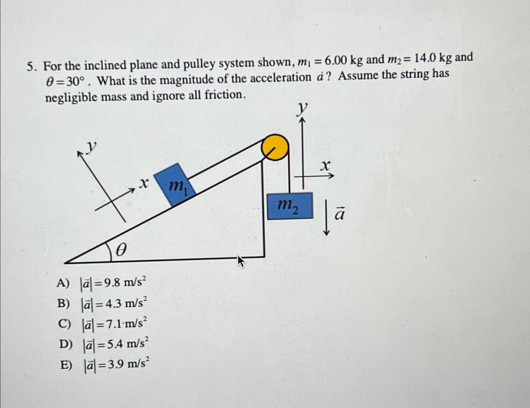 Solved For the inclined plane and pulley system shown, | Chegg.com