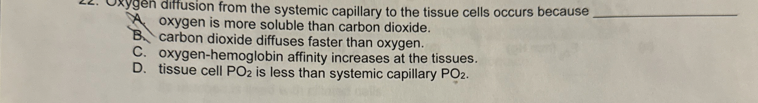 Solved Xygen diffusion from the systemic capillary to the | Chegg.com