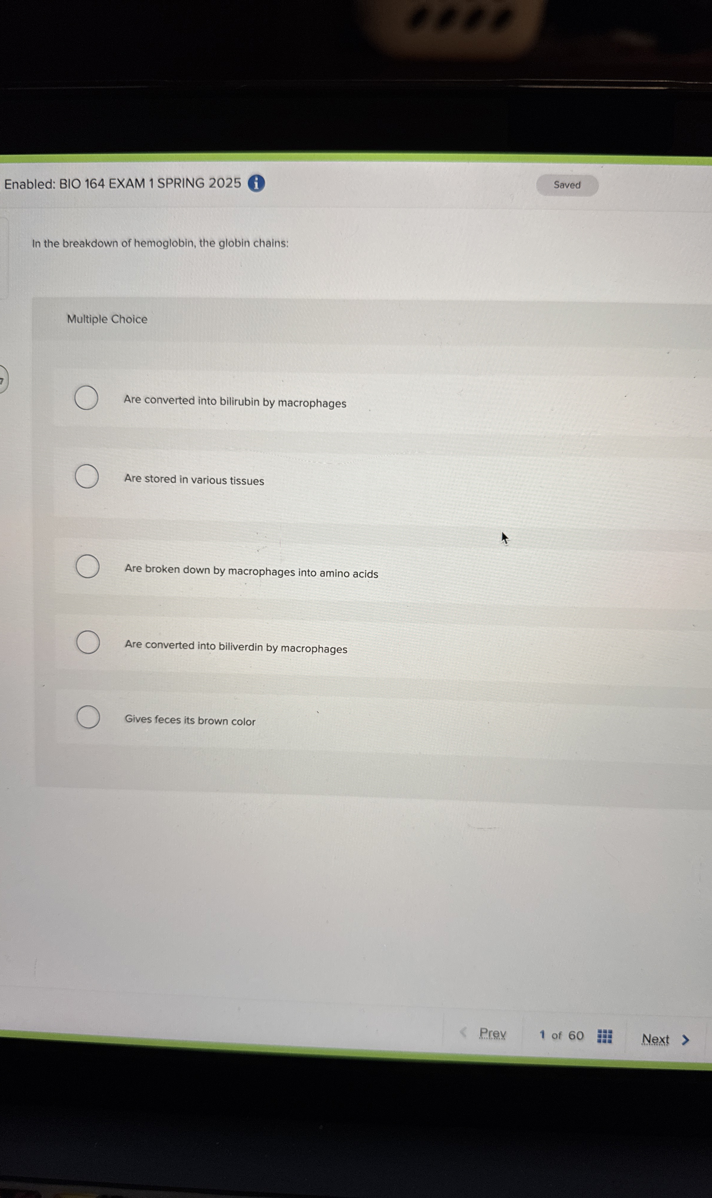 Solved Enabled: BIO 164 ﻿EXAM 1 ﻿SPRING 2025(i)In the | Chegg.com