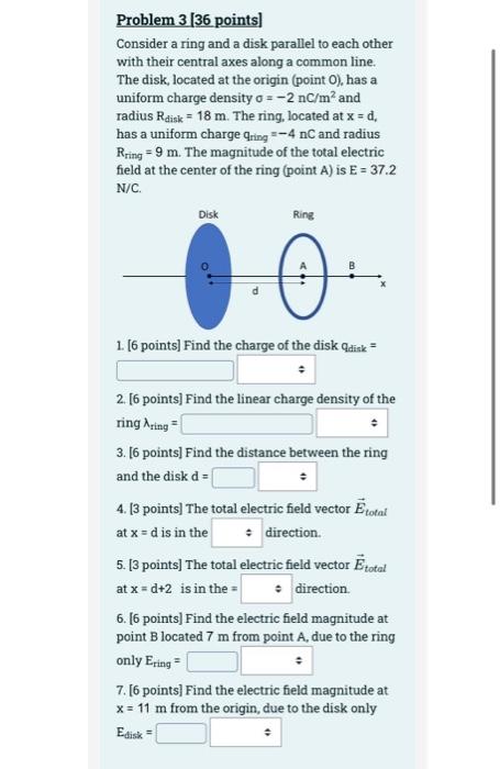 Solved Problem 3 [36 points] Consider a ring and a disk | Chegg.com