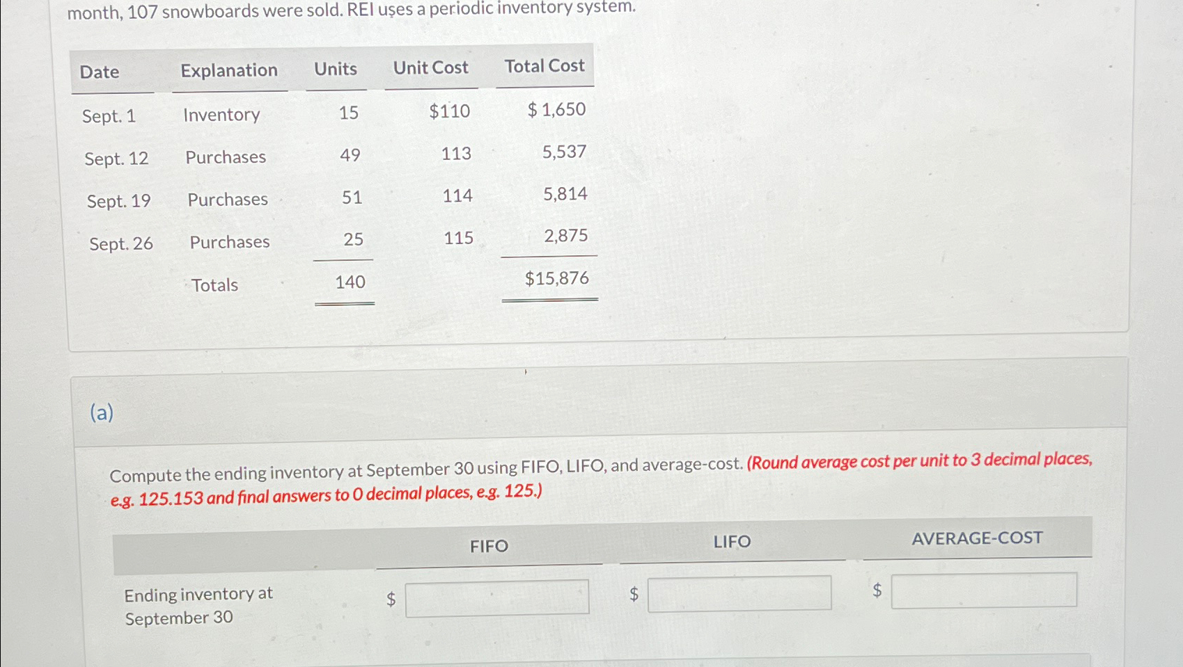 Solved month, 107 ﻿snowboards were sold. REl ușes a periodic | Chegg.com