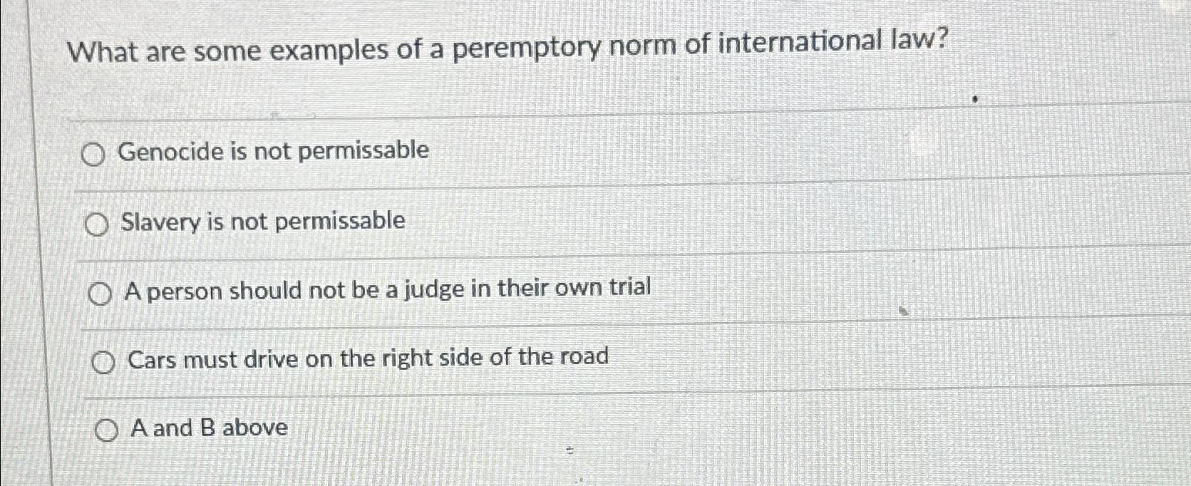What are some examples of a peremptory norm of | Chegg.com