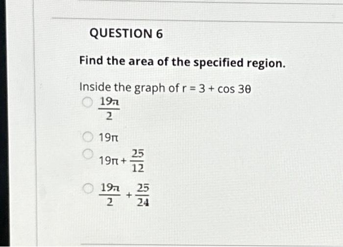 Solved Find the area of the specified region. Inside the | Chegg.com