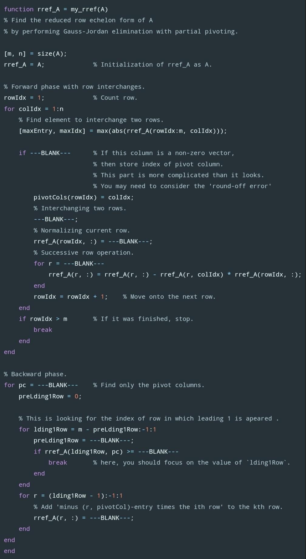 The code has to be edited in the blank places, so | Chegg.com