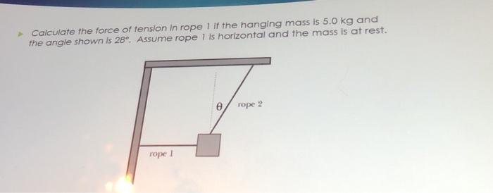 Solved Calculate the force of tension in rope 1 if the | Chegg.com