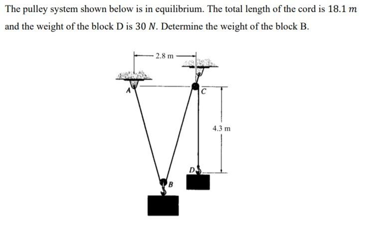 Solved The pulley system shown below is in equilibrium. The | Chegg.com