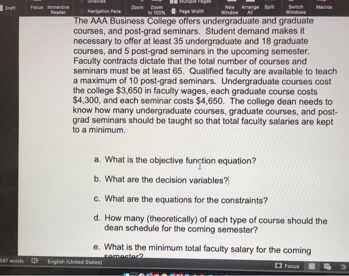 Solved Gridlines Draft Focus Immersive Reader Zoom Multiple | Chegg.com