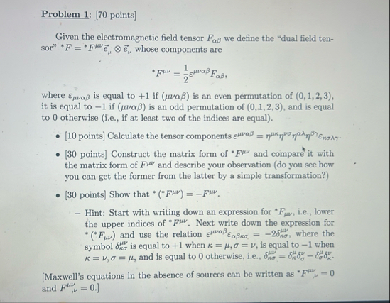 Solved Problem 1: [70 ﻿points]Given the electromagnetic | Chegg.com