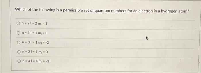 Solved Which of the following is a permissible set of | Chegg.com
