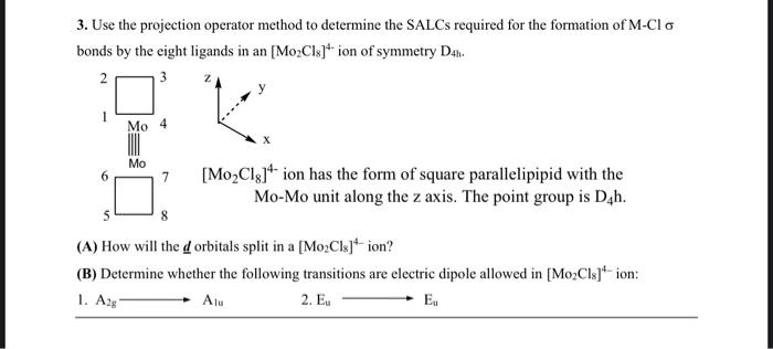 Solved 3. Use the projection operator method to determine | Chegg.com
