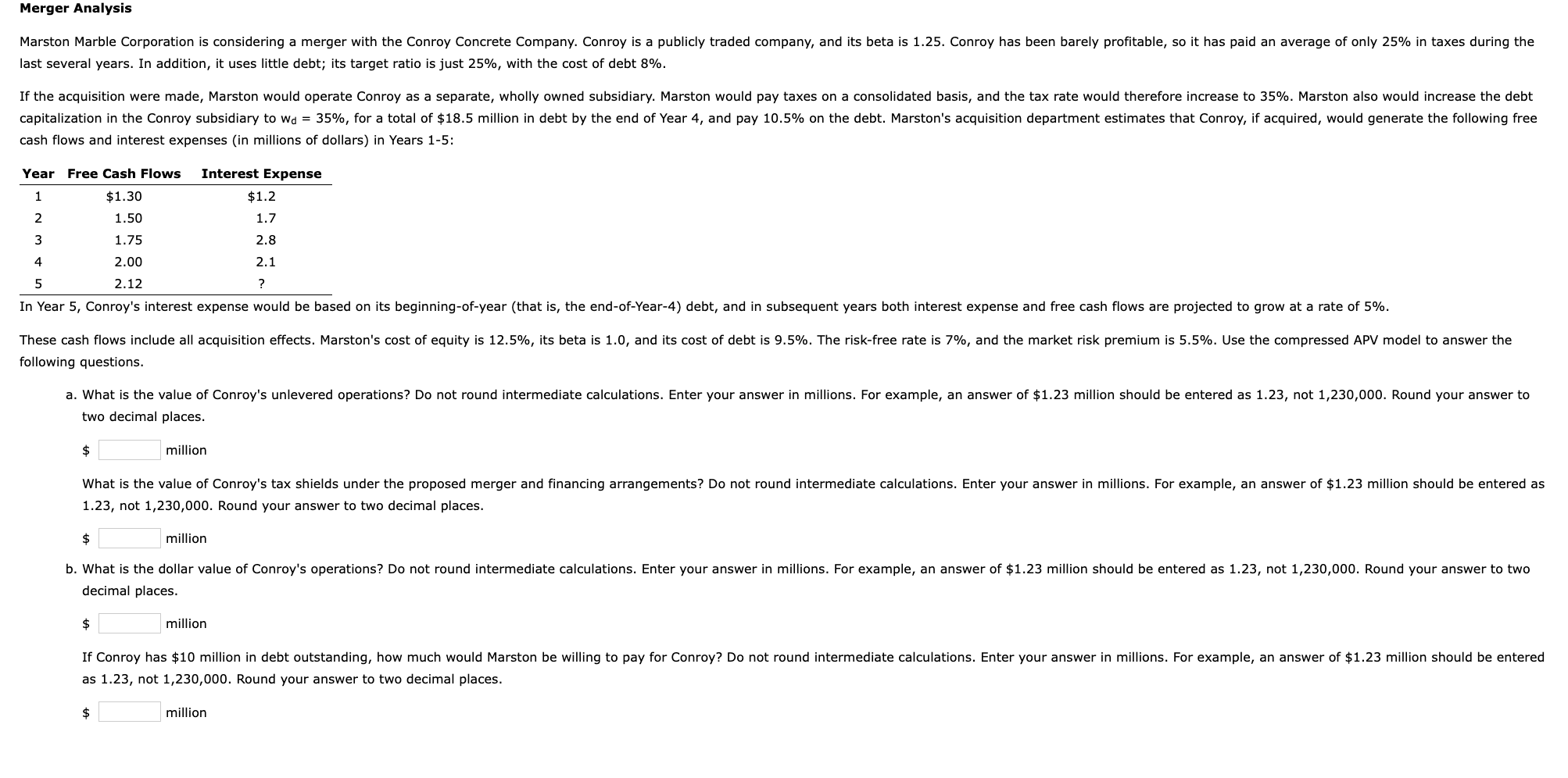 Solved Merger Analysislast several years. In addition, it | Chegg.com