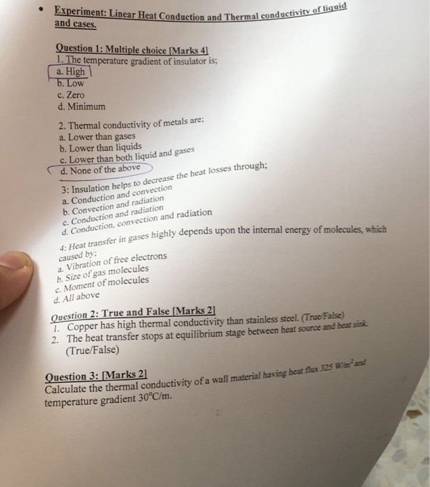 Solved • Experiment: Linear Heat Conduction and Thermal con | Chegg.com