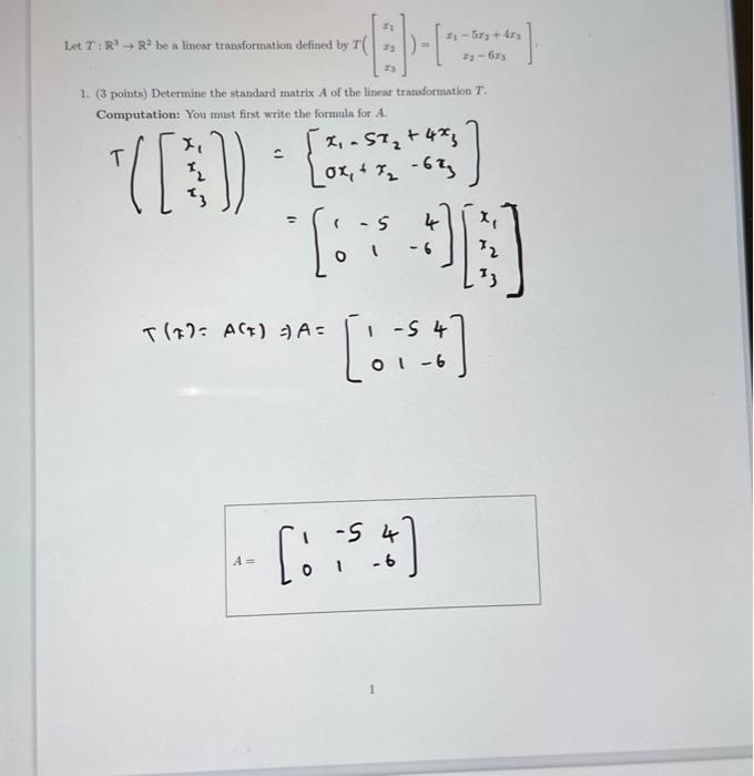 Solved 2 (8 points) is T outo R2+ is T abe-to-one? Jnstify | Chegg.com