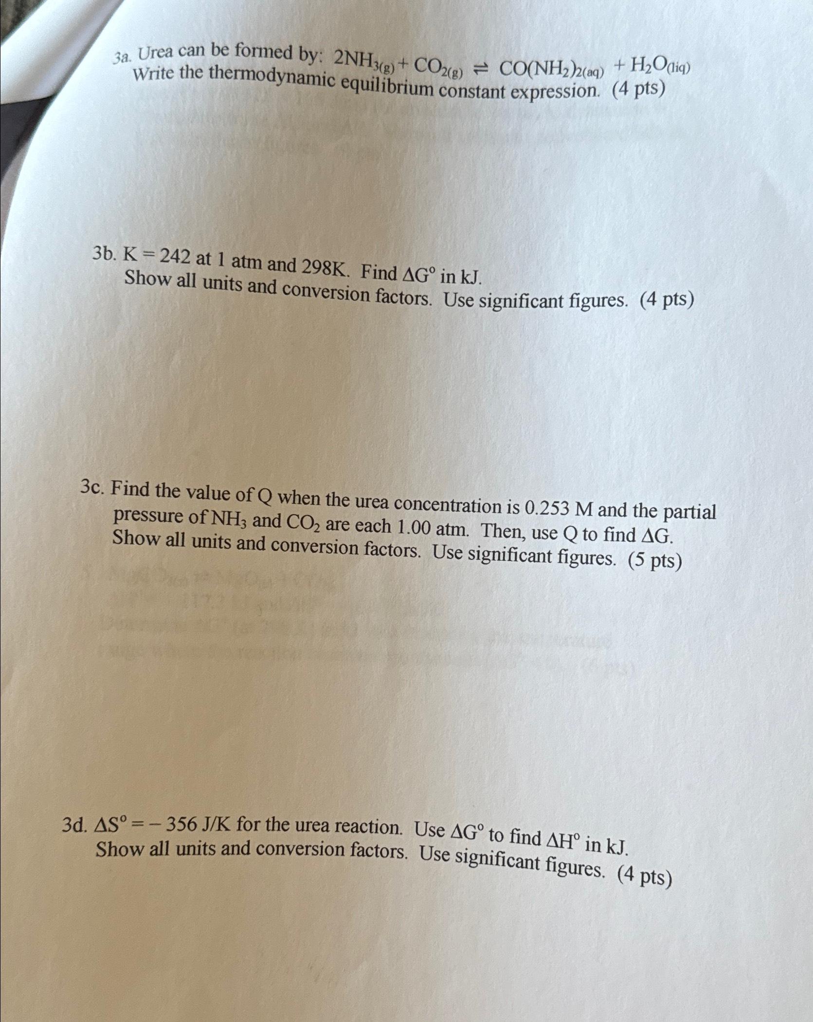 Solved 3a. ﻿Urea can be formed by: | Chegg.com