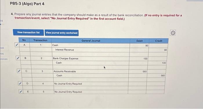 Solved PB5-3 (Algo) Identifying Outstanding Checks and | Chegg.com