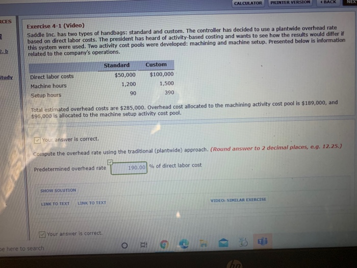 Solved CALCULATOR PRINTER VERSION 4 « BACK NEX RCES Exercise | Chegg.com