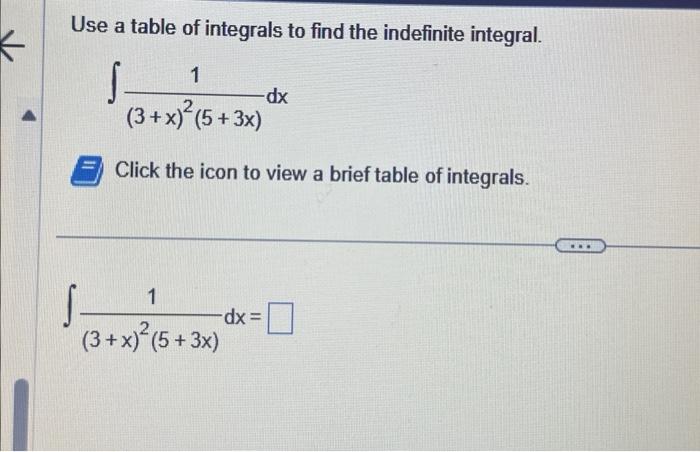 Solved Use a table of integrals to find the indefinite | Chegg.com