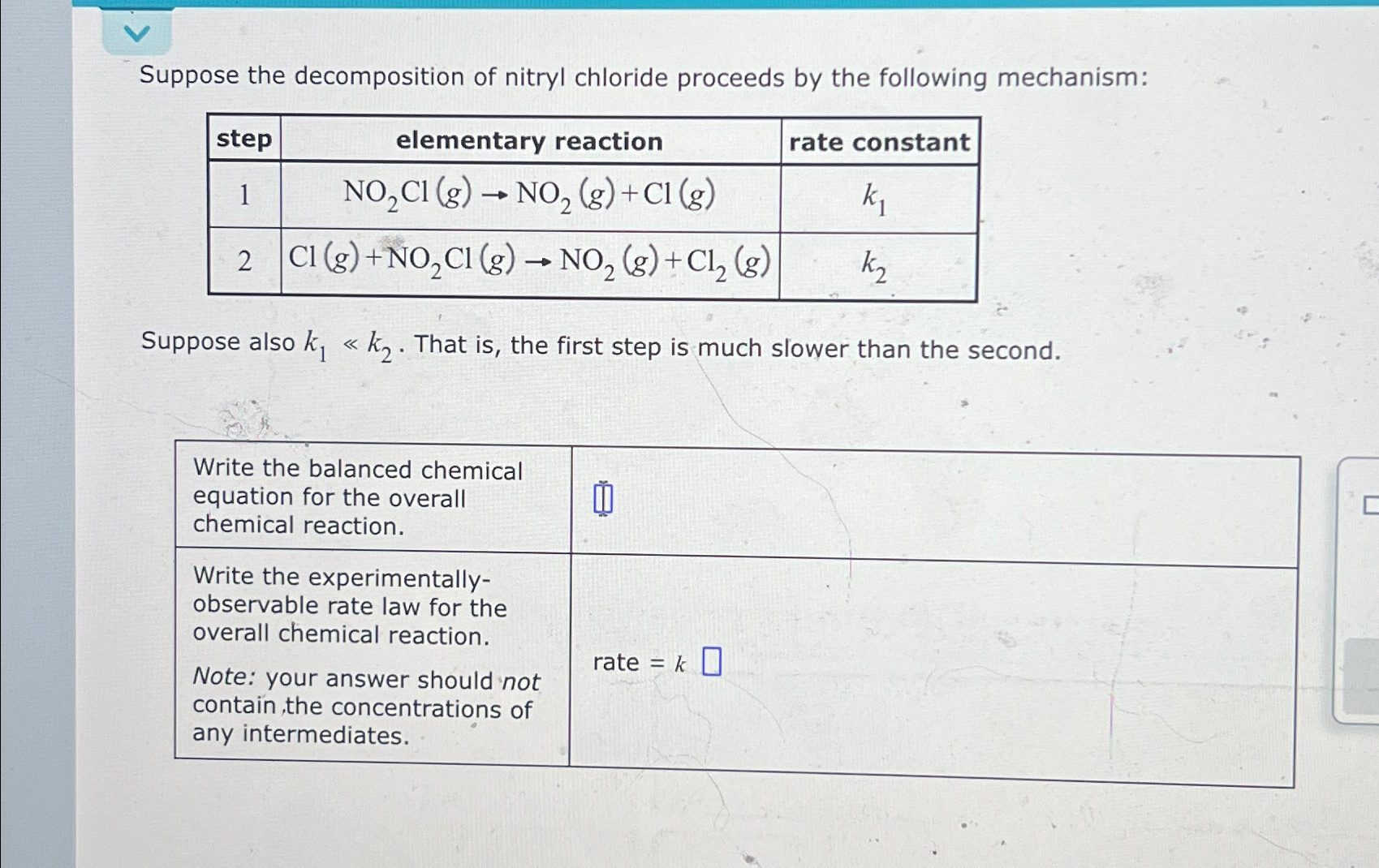 Solved Suppose the decomposition of nitryl chloride proceeds | Chegg.com