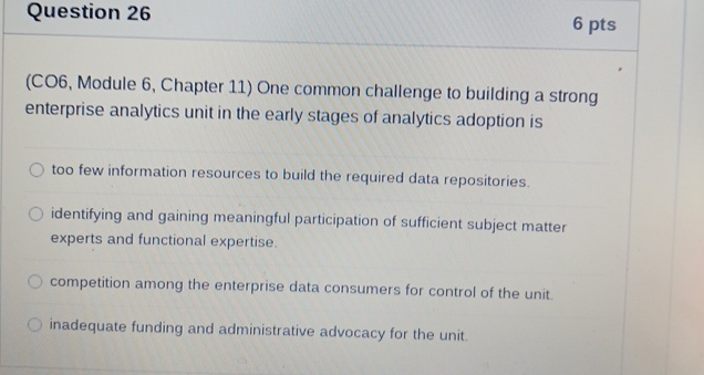 Solved Question 266 ﻿pts(CO6, ﻿Module 6, ﻿Chapter 11) ﻿One | Chegg.com