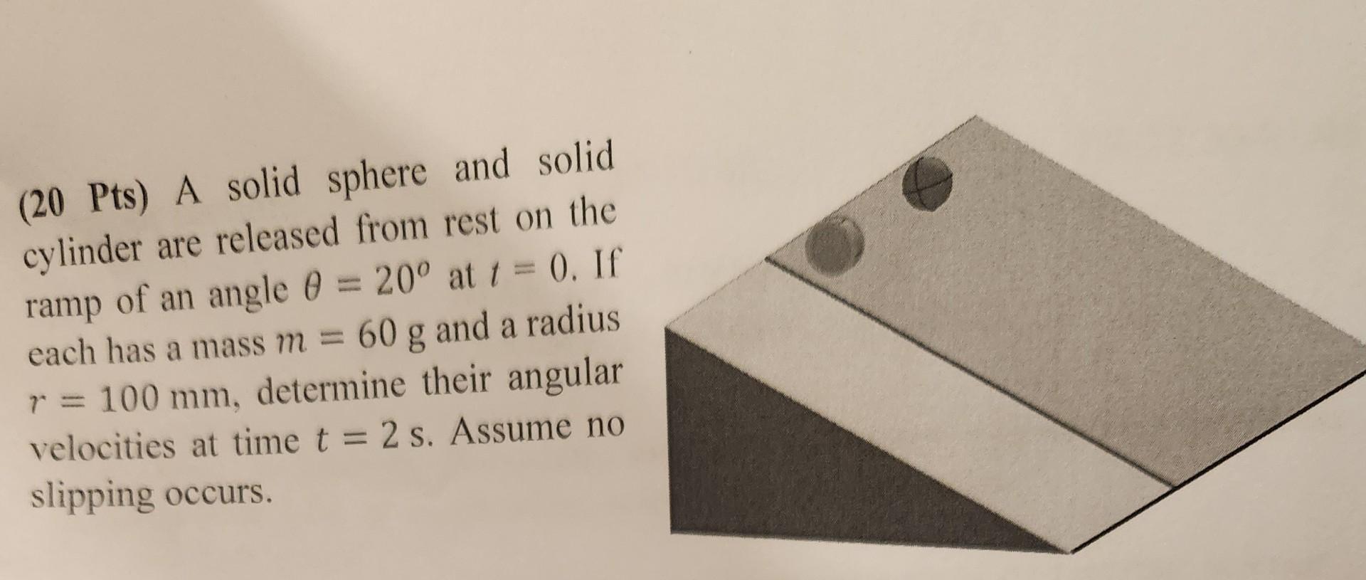 Solved (20 Pts) A solid sphere and solid cylinder are | Chegg.com