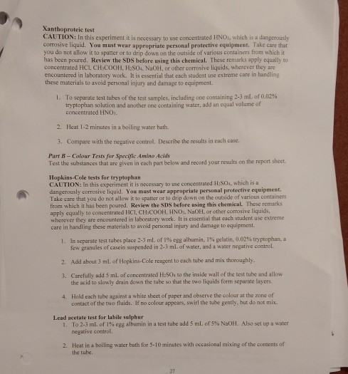 The yellow colour formed in the xanthoproteic test is | Chegg.com