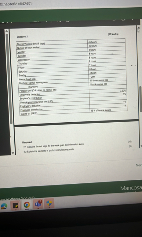 Solved zchapterid=642431Question 2( 15 ﻿Marks)\table[[Normal | Chegg.com