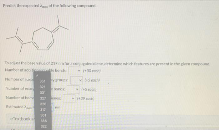 Predict the expected λmax of the following compound. | Chegg.com