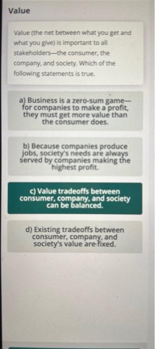 Value Value (the net between what you get and what | Chegg.com