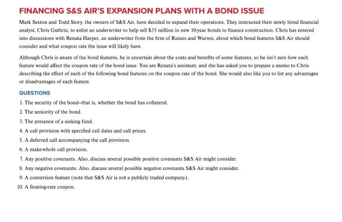 Solved Mark Sexton and Todd Story, the owners of S\&S Air, | Chegg.com