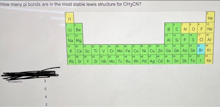 Solved How many pi bonds are in the most stable lewis | Chegg.com