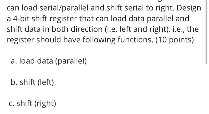Solved can load serial/parallel and shift serial to right. | Chegg.com