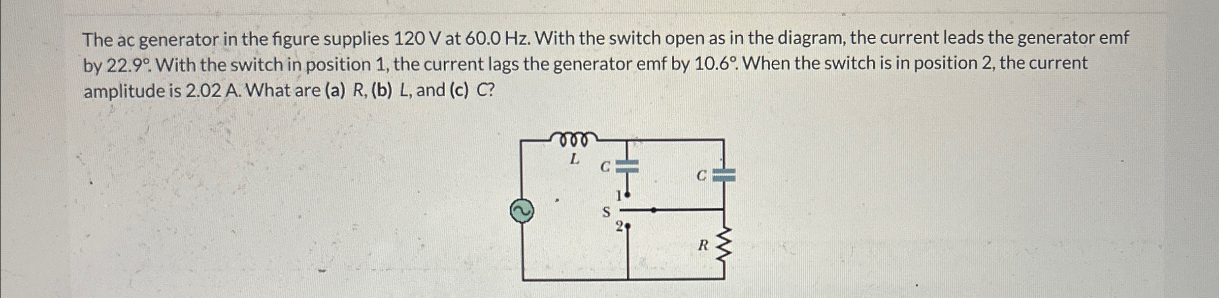 Solved The ac generator in the figure supplies 120V ﻿at | Chegg.com