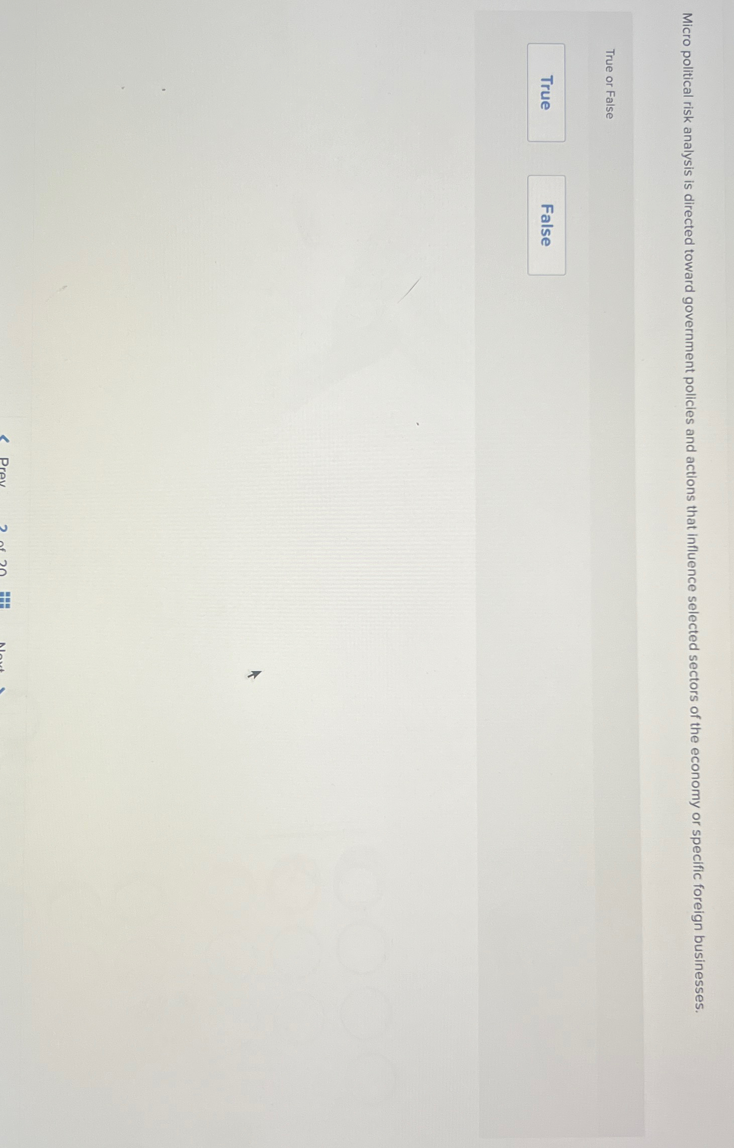 Solved Micro political risk analysis is directed toward | Chegg.com