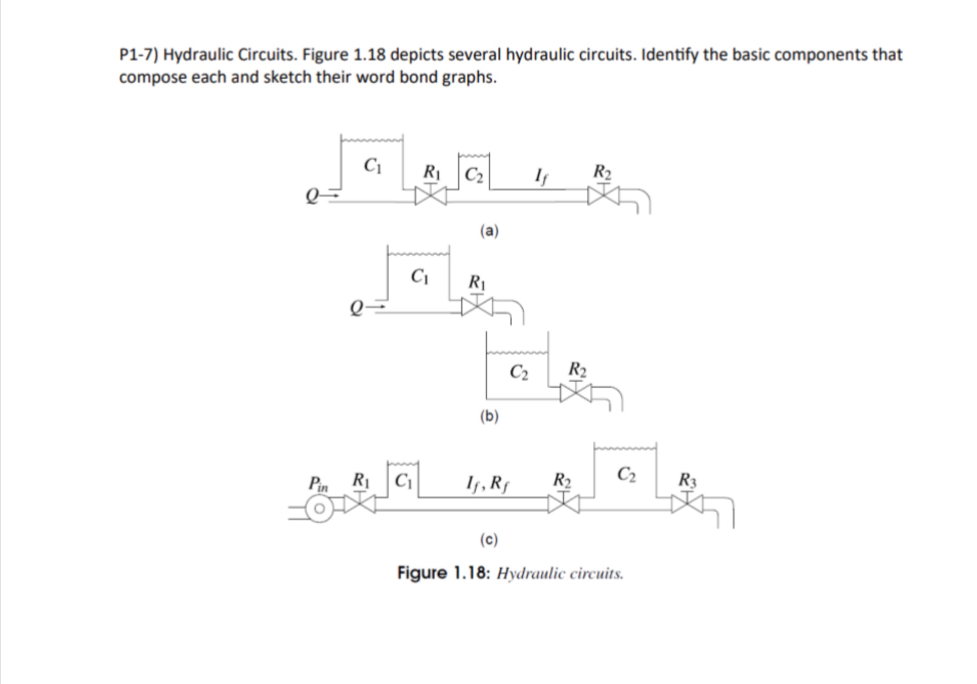 Solved P1-7) ﻿Hydraulic Circuits. Figure 1.18 ﻿depicts | Chegg.com