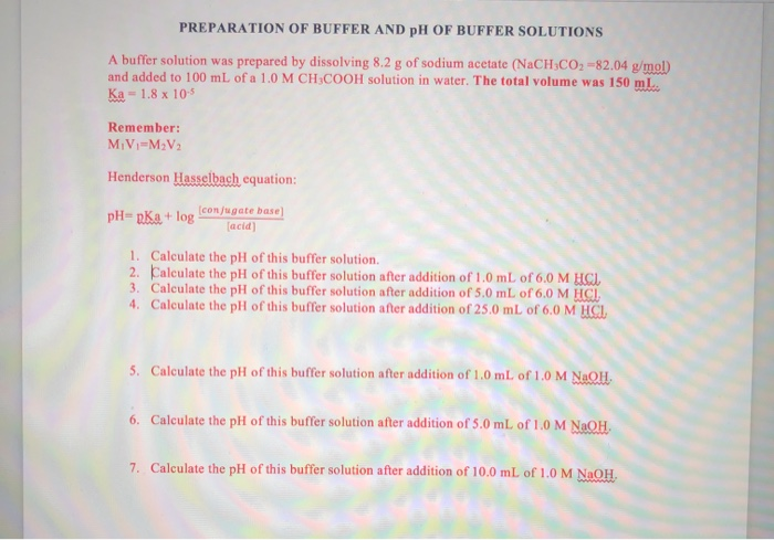 Solved PREPARATION OF BUFFER AND PH OF BUFFER SOLUTIONS A | Chegg.com