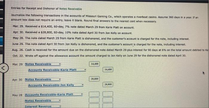 Solved Entries for Receipt and Dishonor of Notes Receivable | Chegg.com
