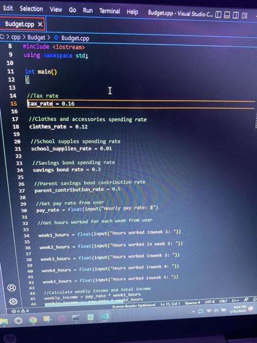Solved C: \cpp\ Budget > g++ -Wextra −0 Budget Budget.cpp | Chegg.com